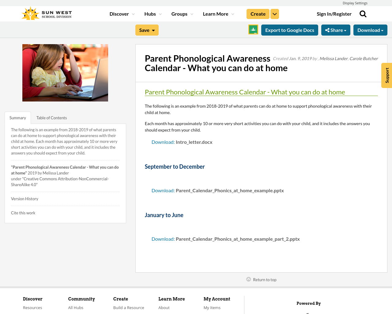 Parent Phonological Awareness Calendar - What you can do at home ...