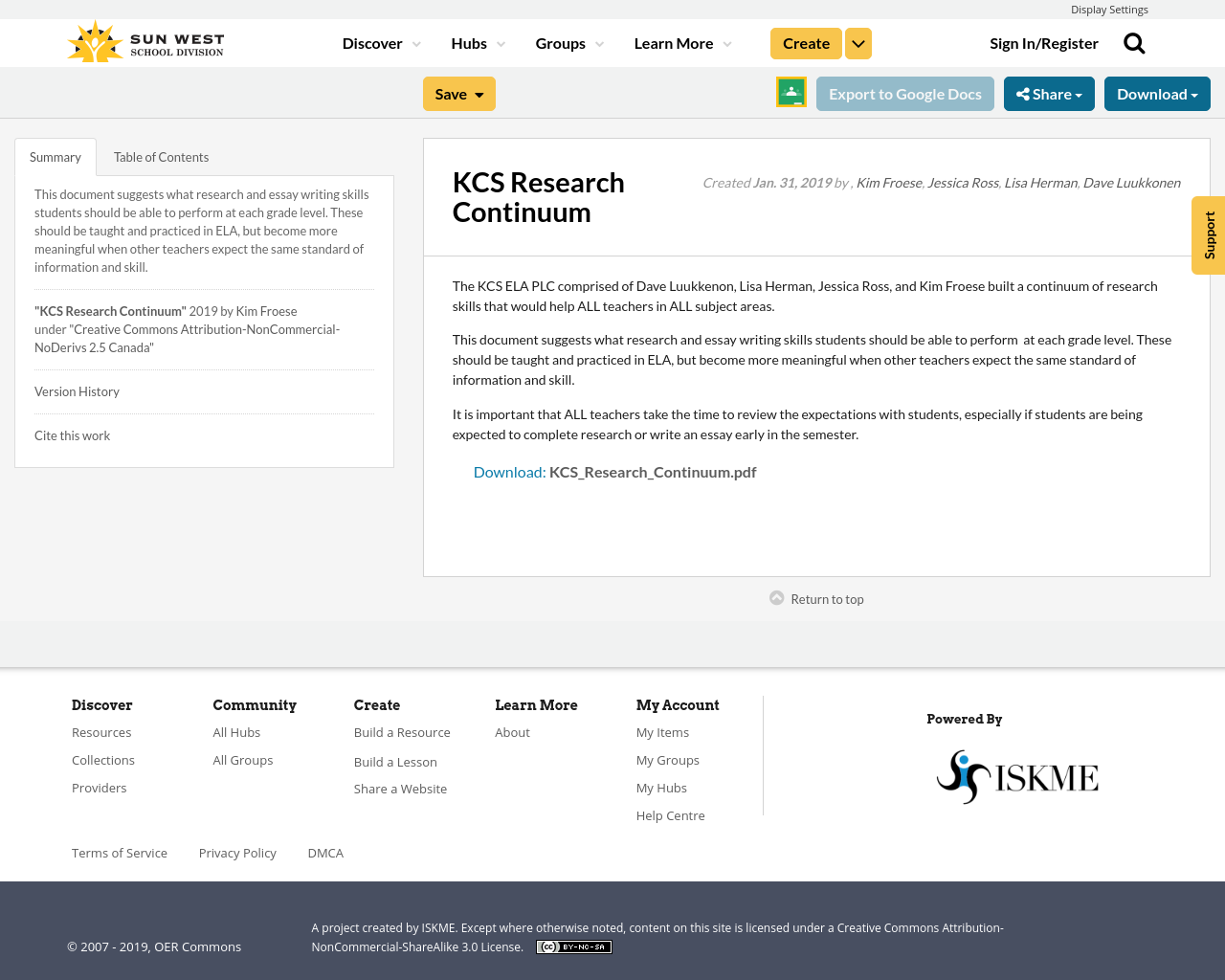 KCS Research Continuum | Resource Bank