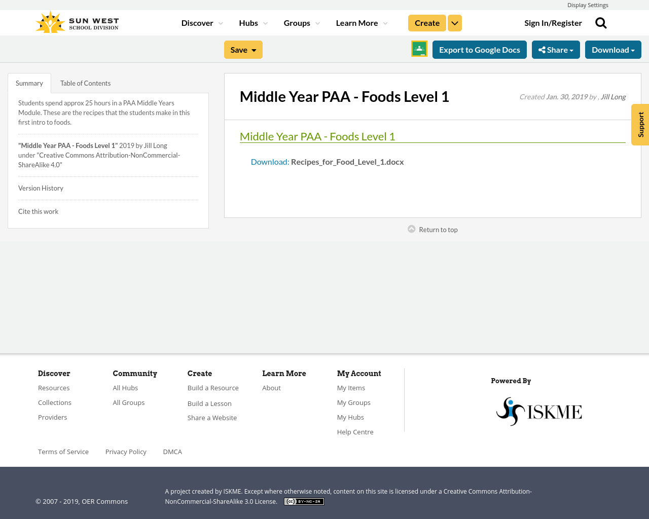 Middle Year PAA - Foods Level 1 | Resource Bank