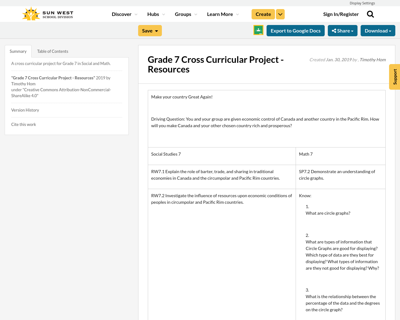 Grade 7 Cross Curricular Project - Resources | Resource Bank