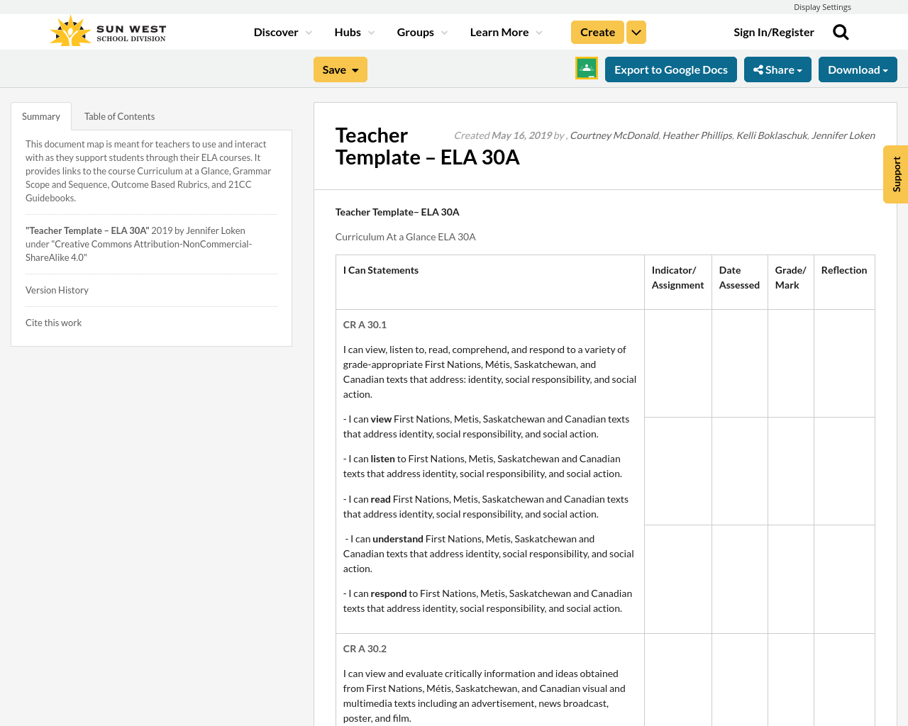 Teacher Template – ELA 30A | Resource Bank