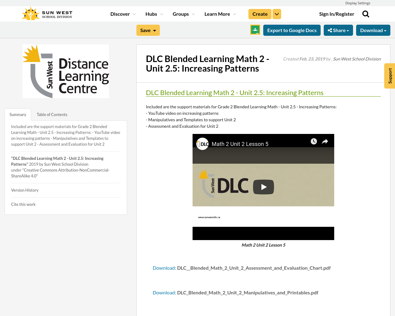 DLC Blended Learning Math 2 - Unit 2.5: Increasing Patterns | Resource Bank
