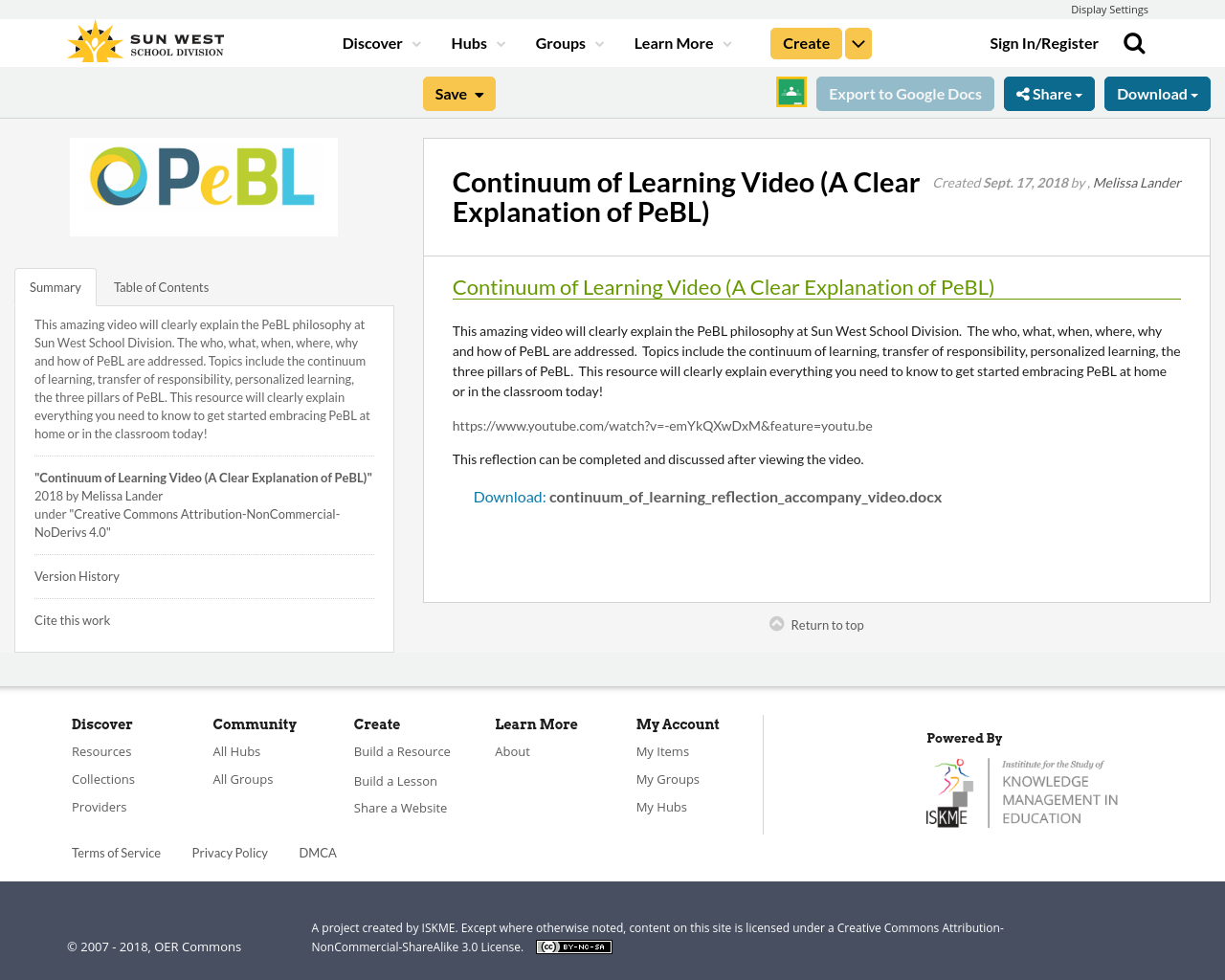 Continuum of Learning Video (A Clear Explanation of PeBL) | Resource Bank