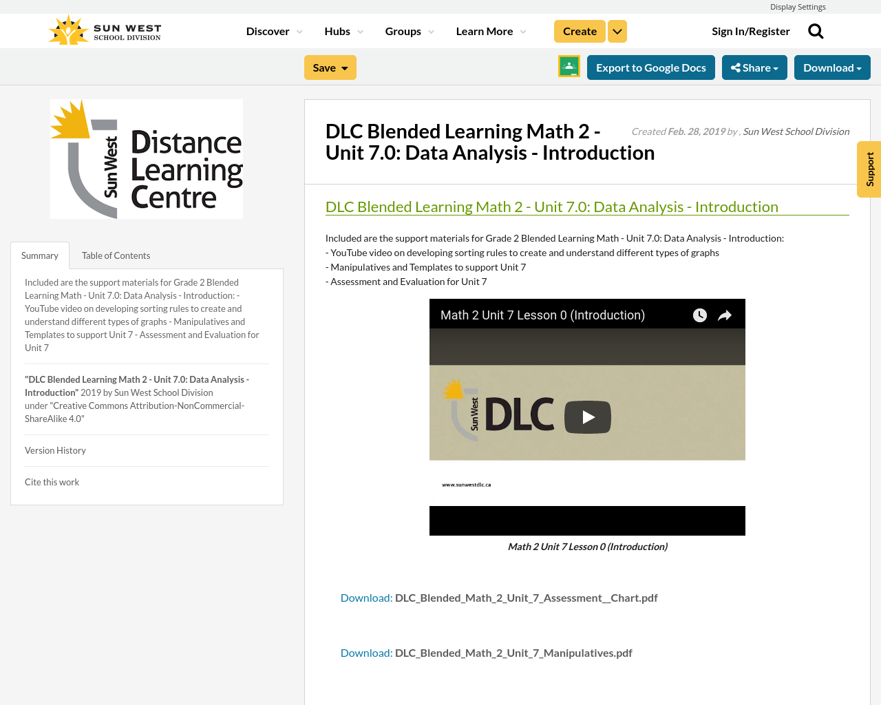 DLC Blended Learning Math 2 - Unit 7.0: Data Analysis - Introduction ...