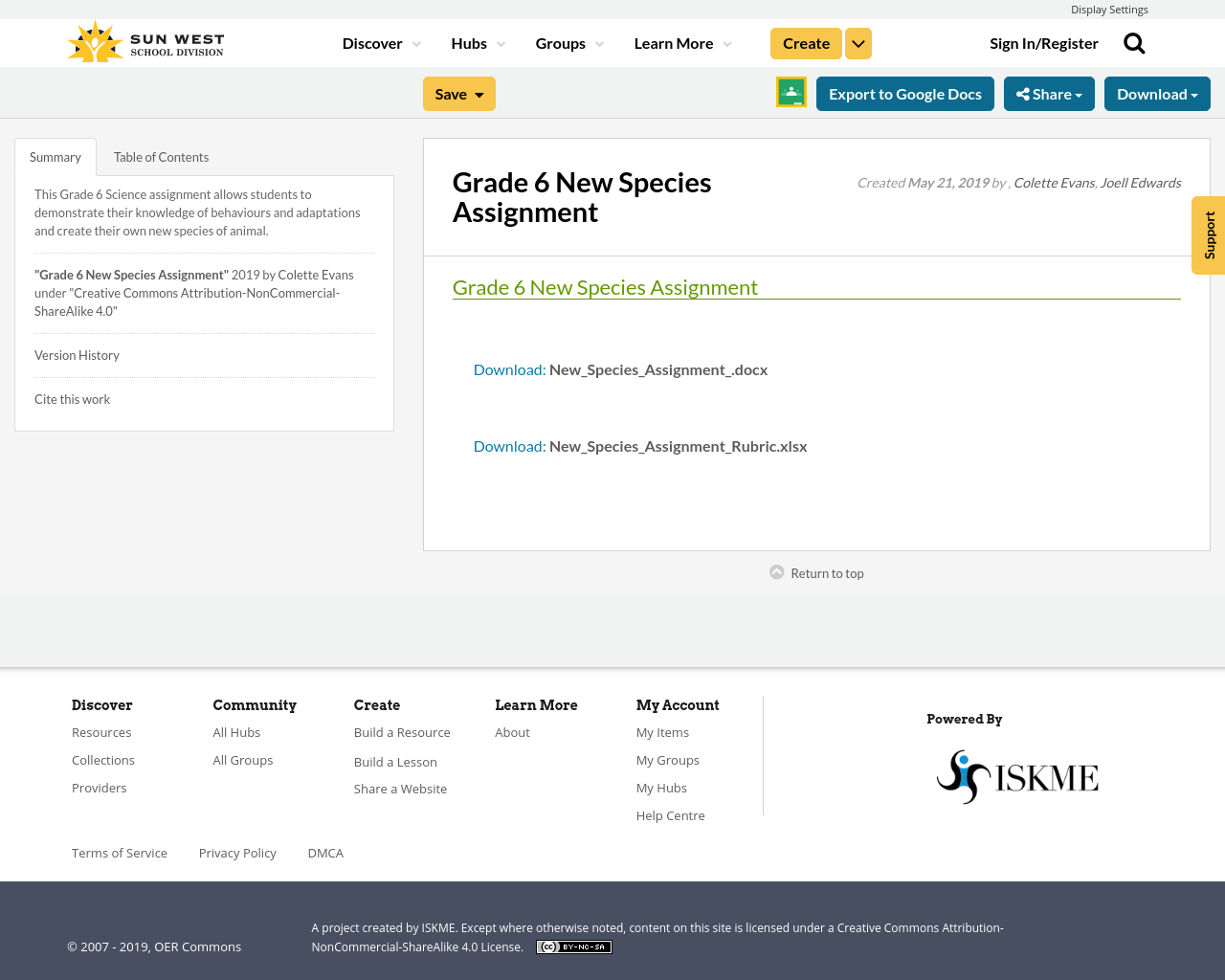 Grade 6 New Species Assignment | Resource Bank