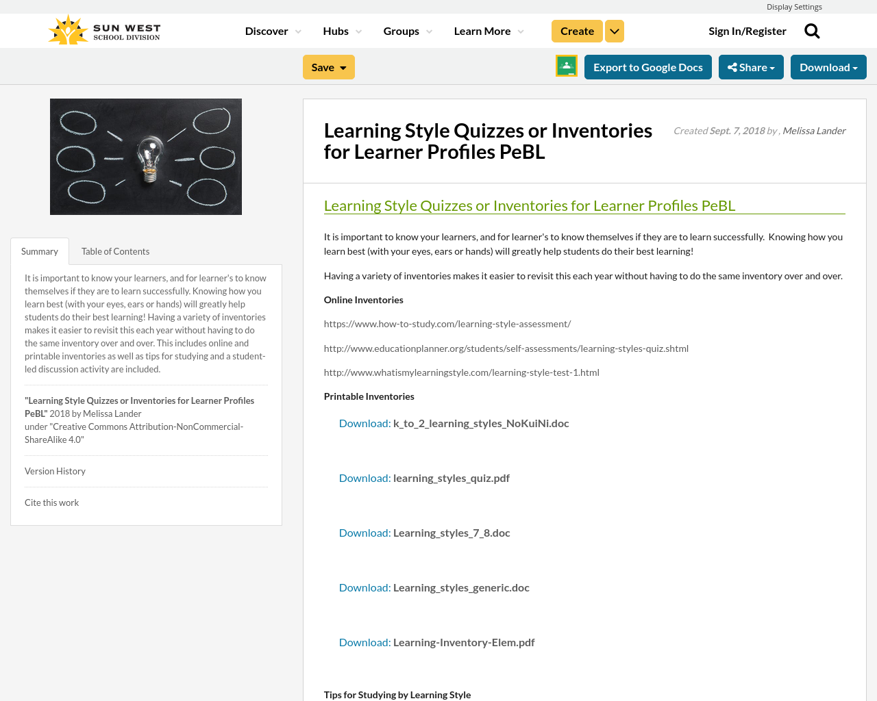 Learning Style Quizzes or Inventories for Learner Profiles PeBL ...