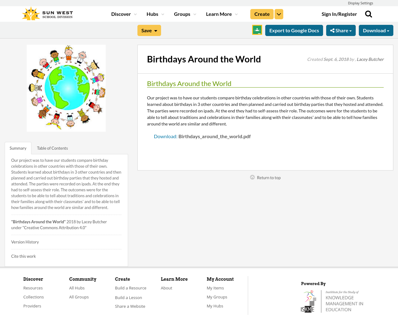 Birthdays Around the World | Resource Bank