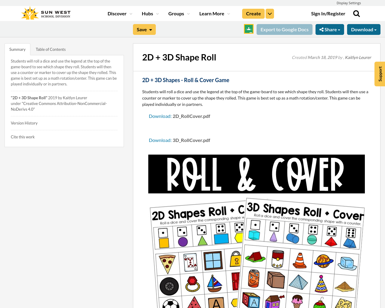2D 3D Shape Roll Resource Bank 2d-3d-shape-roll-resource-bank