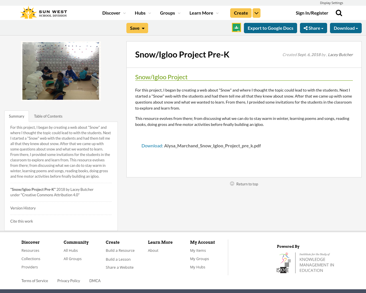 Snow/Igloo Project Pre-K | Resource Bank