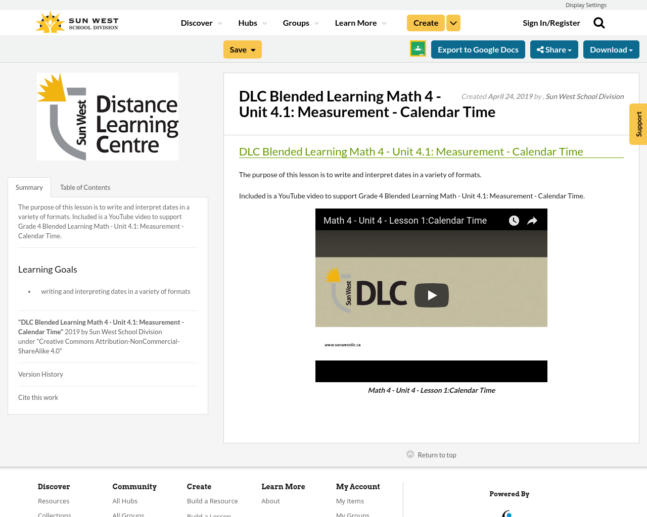 DLC Blended Learning Math 4 - Unit 4.1: Measurement - Calendar Time ...