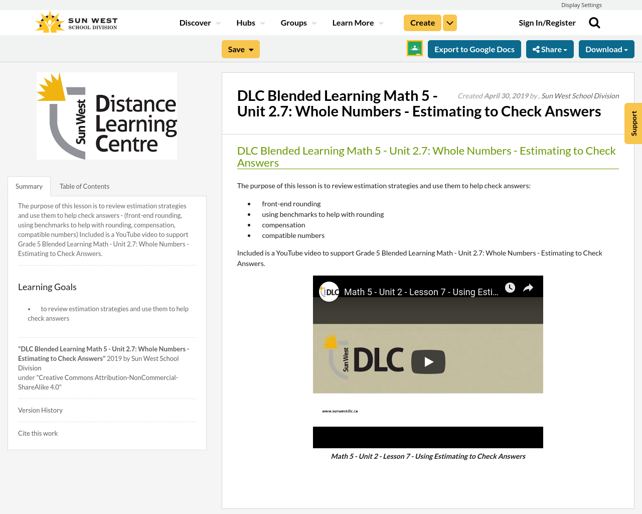 DLC Blended Learning Math 5 - Unit 2.7: Whole Numbers - Estimating to ...