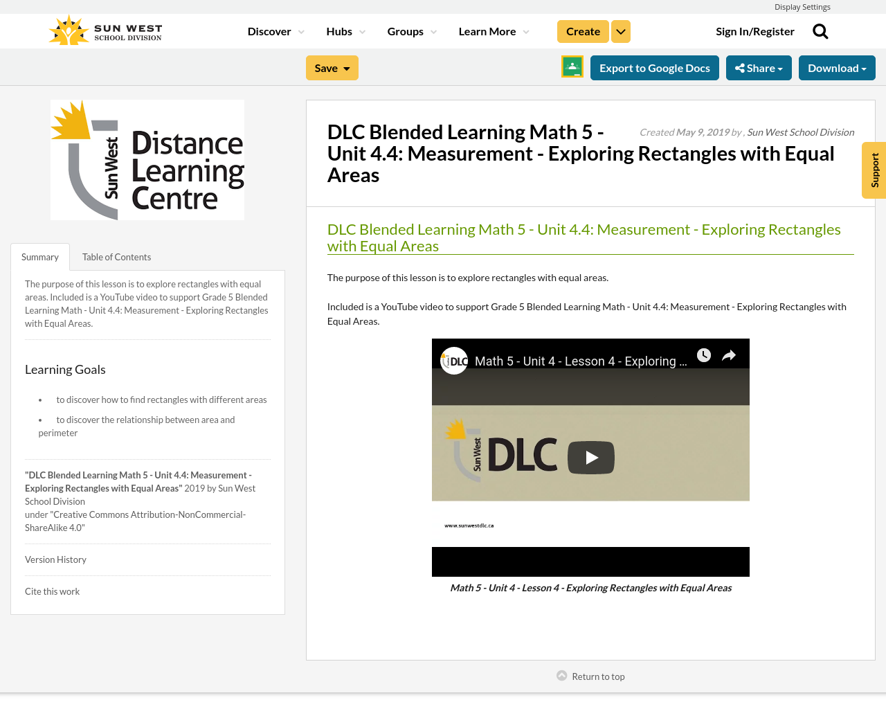 DLC Blended Learning Math 5 - Unit 4.4: Measurement - Exploring Rectangles with Equal Areas ...