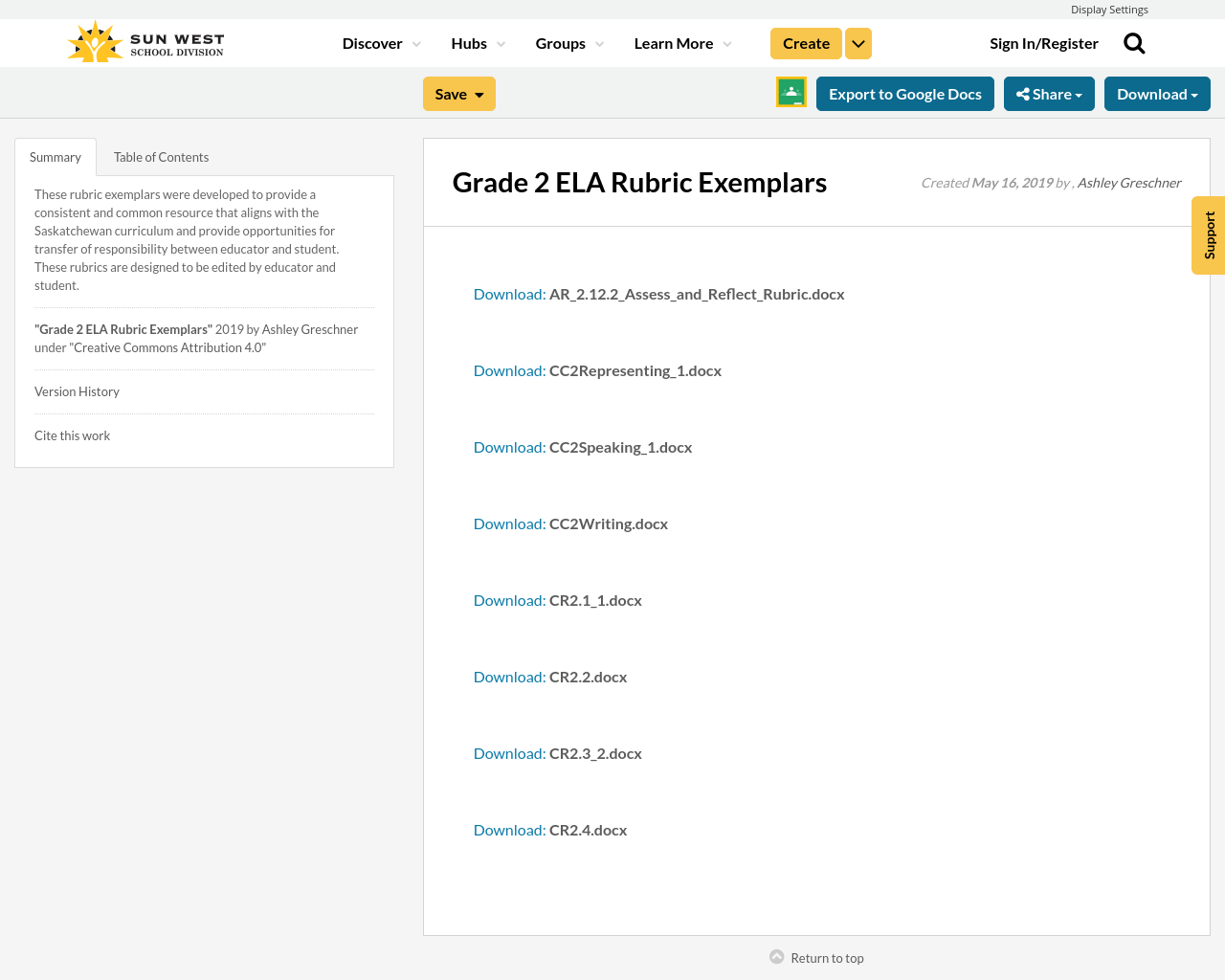 Grade 2 ELA Rubric Exemplars | Resource Bank