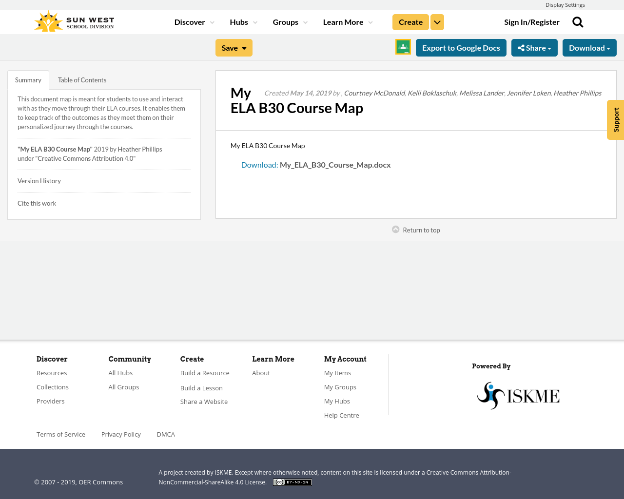 My ELA B30 Course Map | Resource Bank