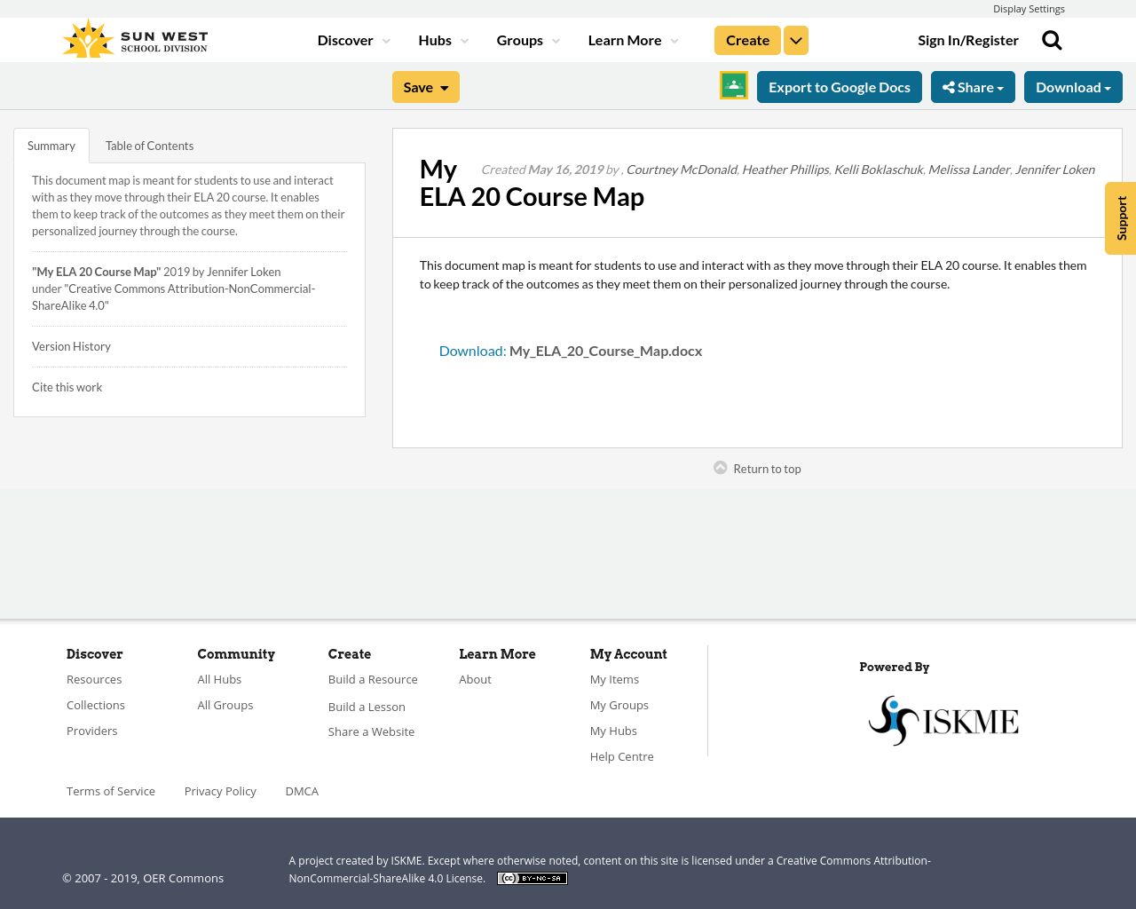 My ELA 20 Course Map | Resource Bank