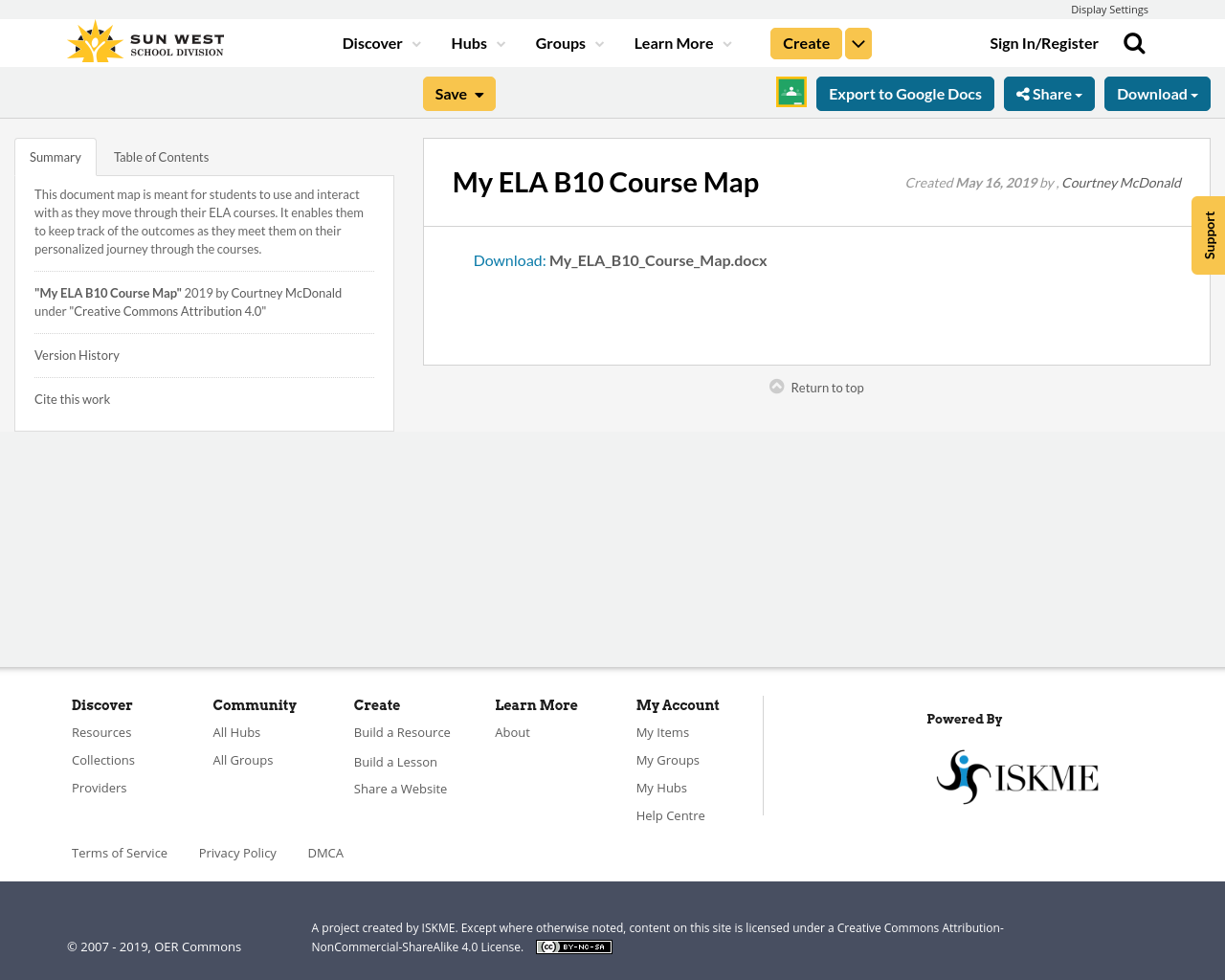 My ELA B10 Course Map | Resource Bank