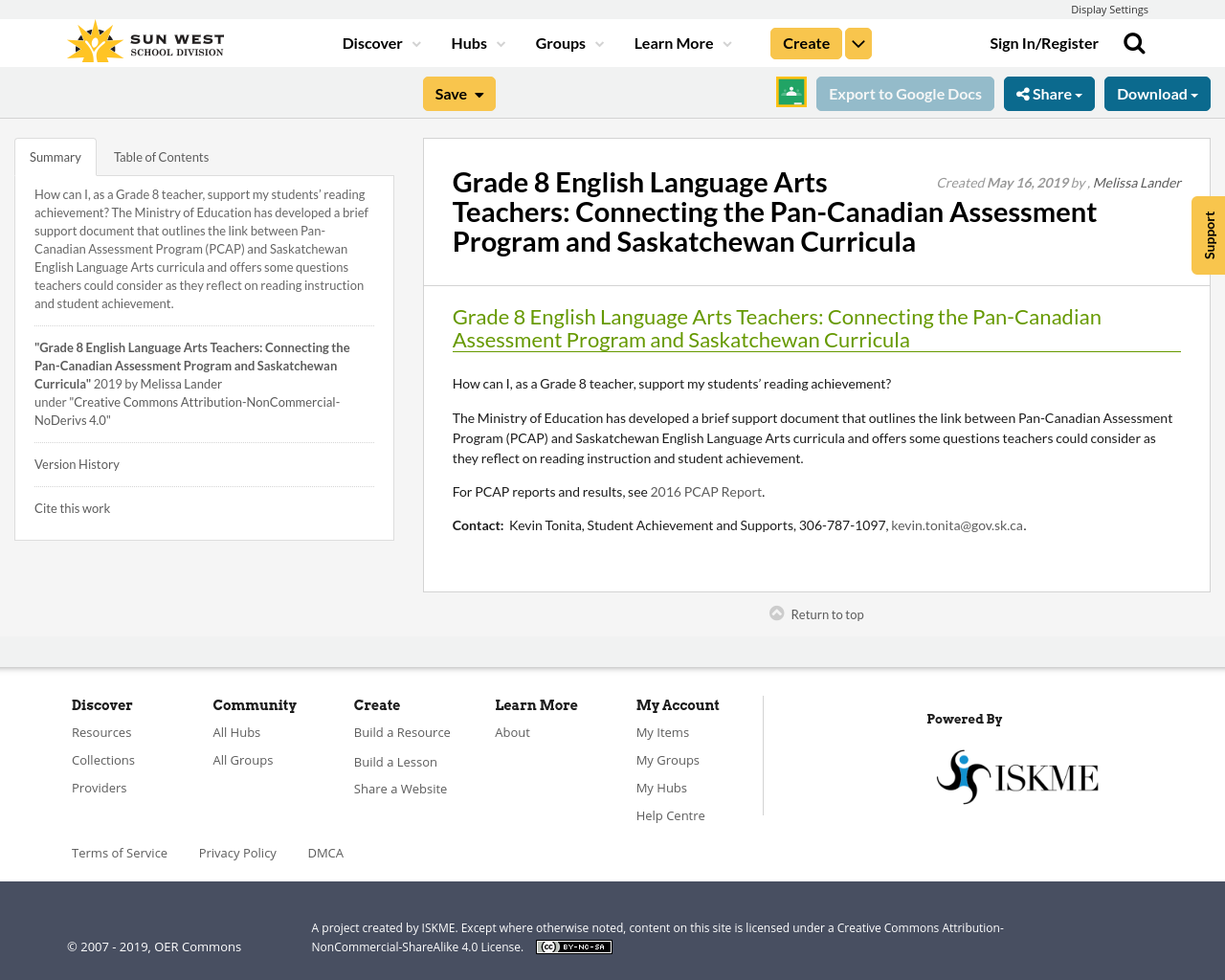 Grade 8 English Language Arts Teachers: Connecting the Pan-Canadian ...