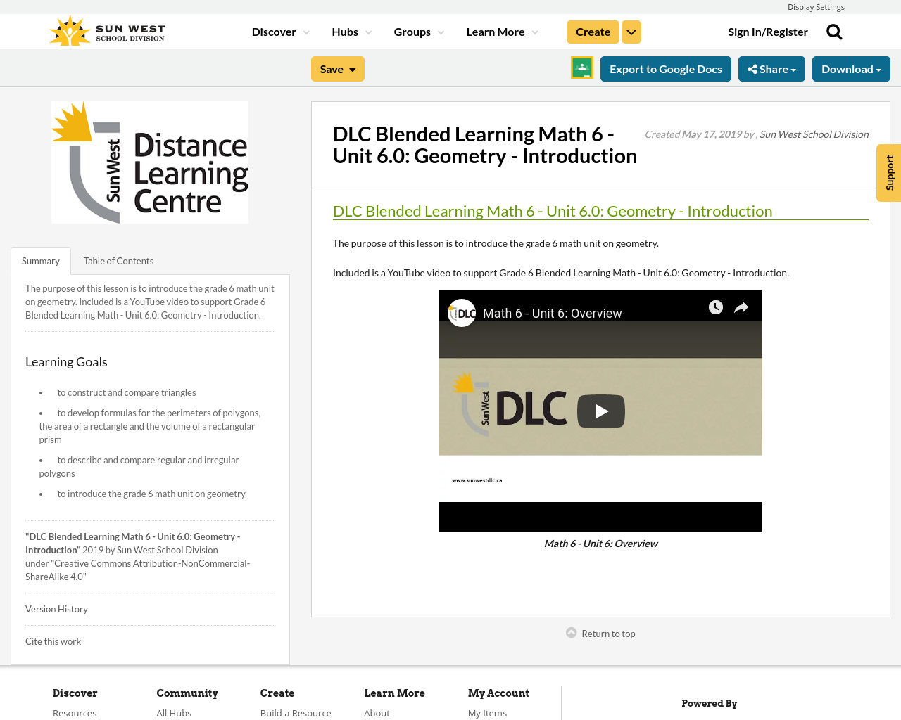 DLC Blended Learning Math 6 - Unit 6.0: Geometry - Introduction ...