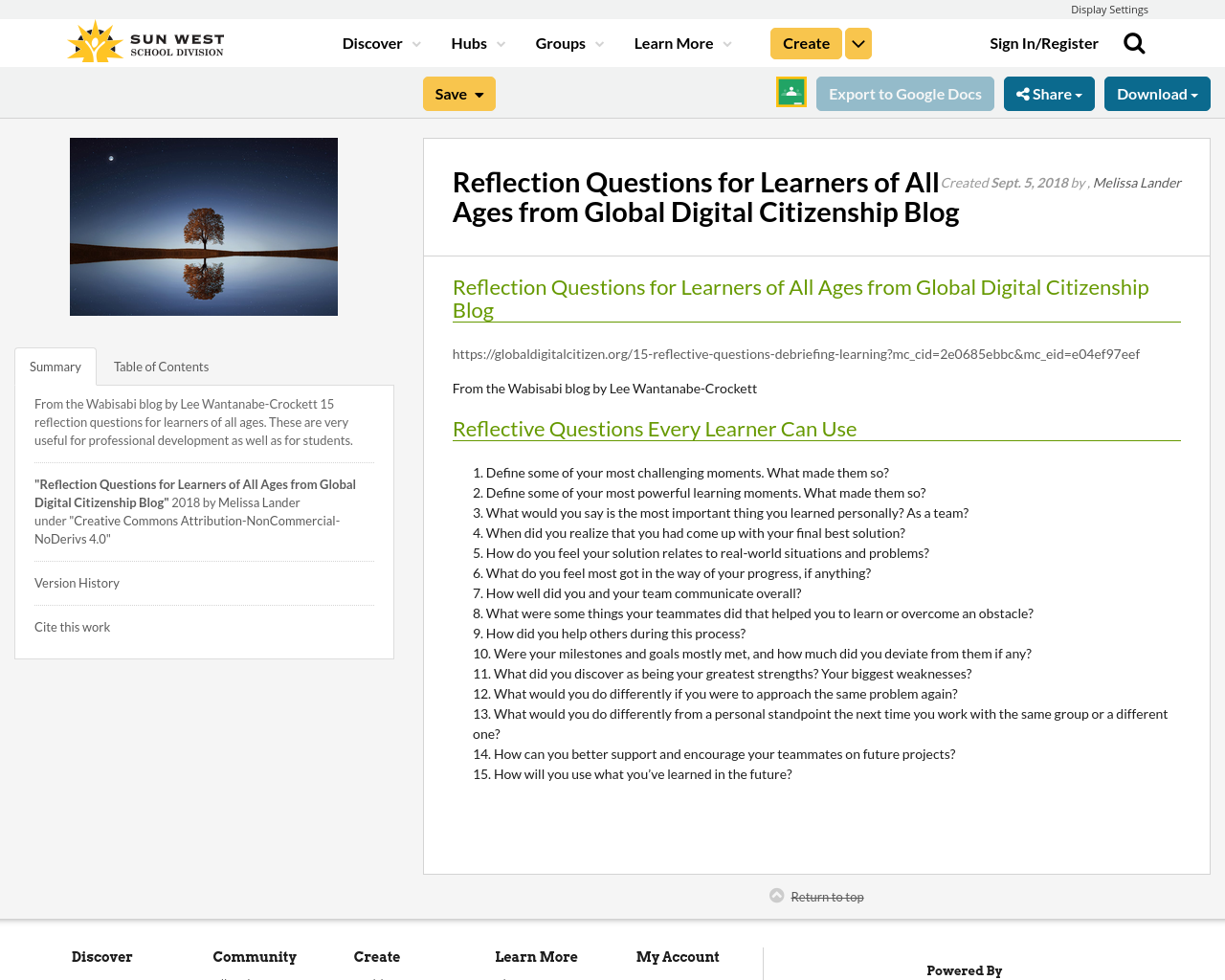Reflection Questions for Learners of All Ages from Global Digital ...