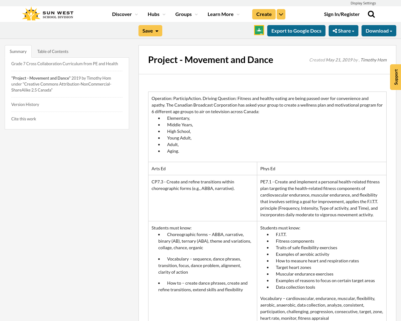 Project - Movement and Dance | Resource Bank