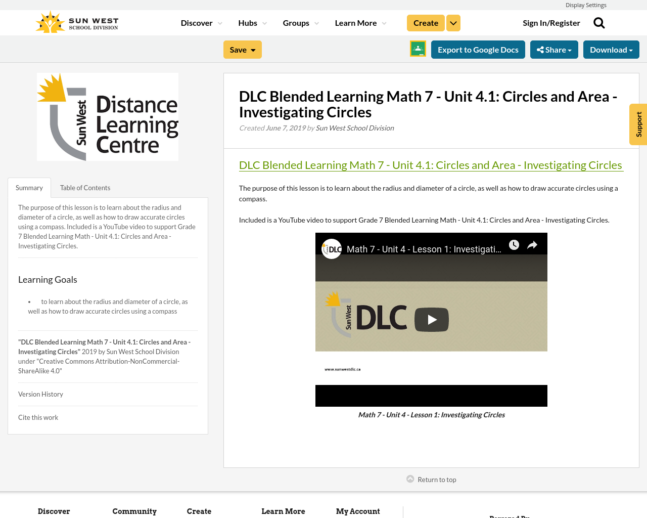 DLC Blended Learning Math 7 - Unit 4.1: Circles and Area ...