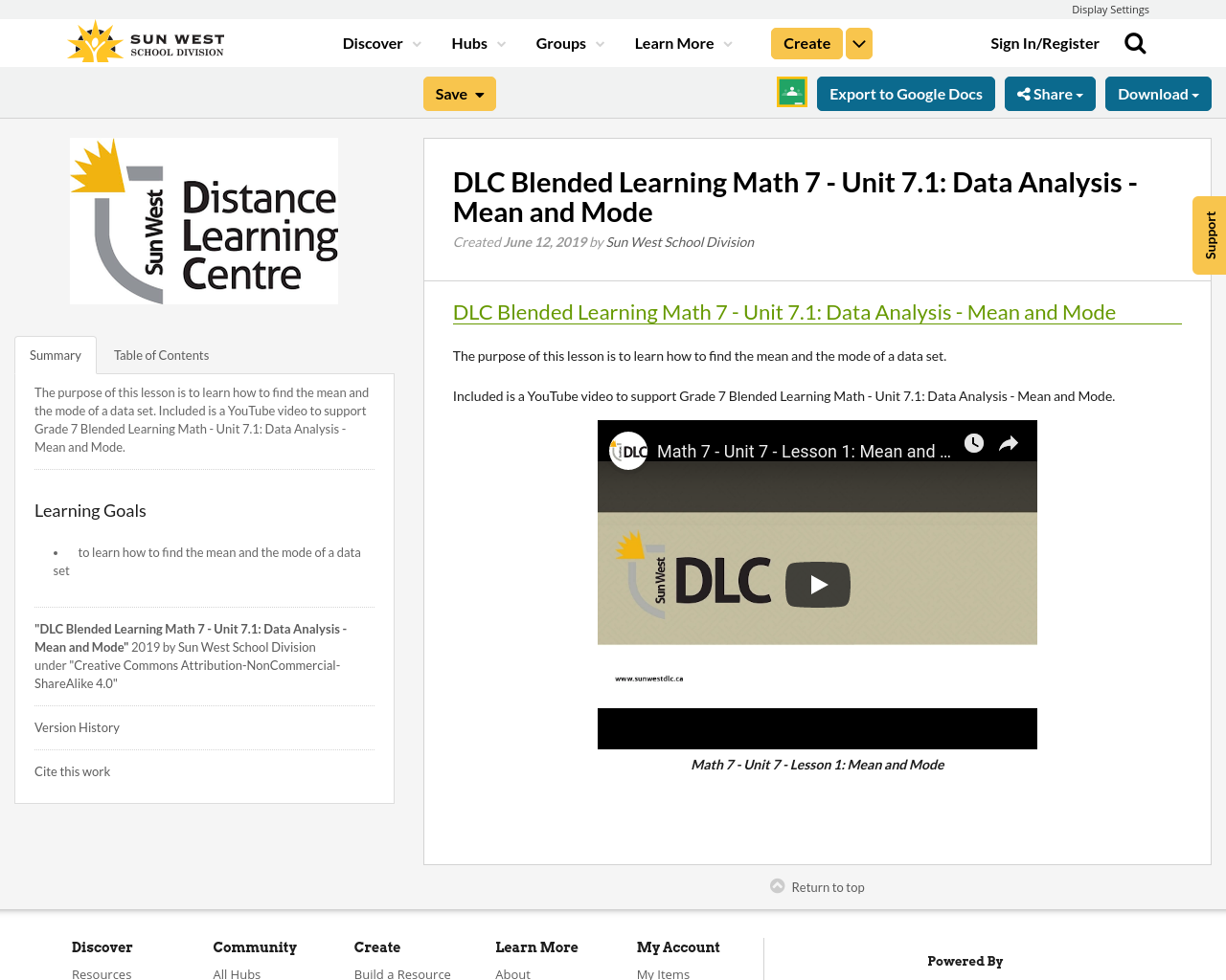 DLC Blended Learning Math 7 - Unit 7.1: Data Analysis - Mean and Mode ...