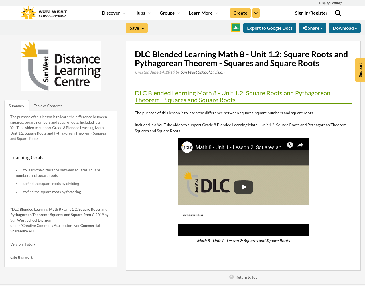 DLC Blended Learning Math 8 Unit 1 2 Square Roots And Pythagorean