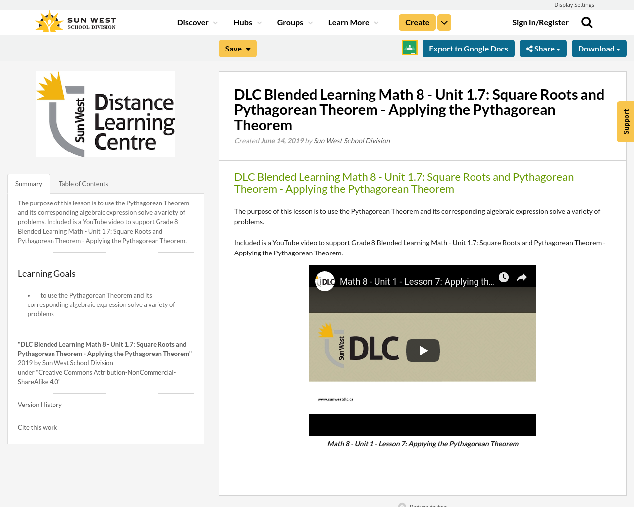 DLC Blended Learning Math 8 - Unit 1.7: Square Roots and Pythagorean ...