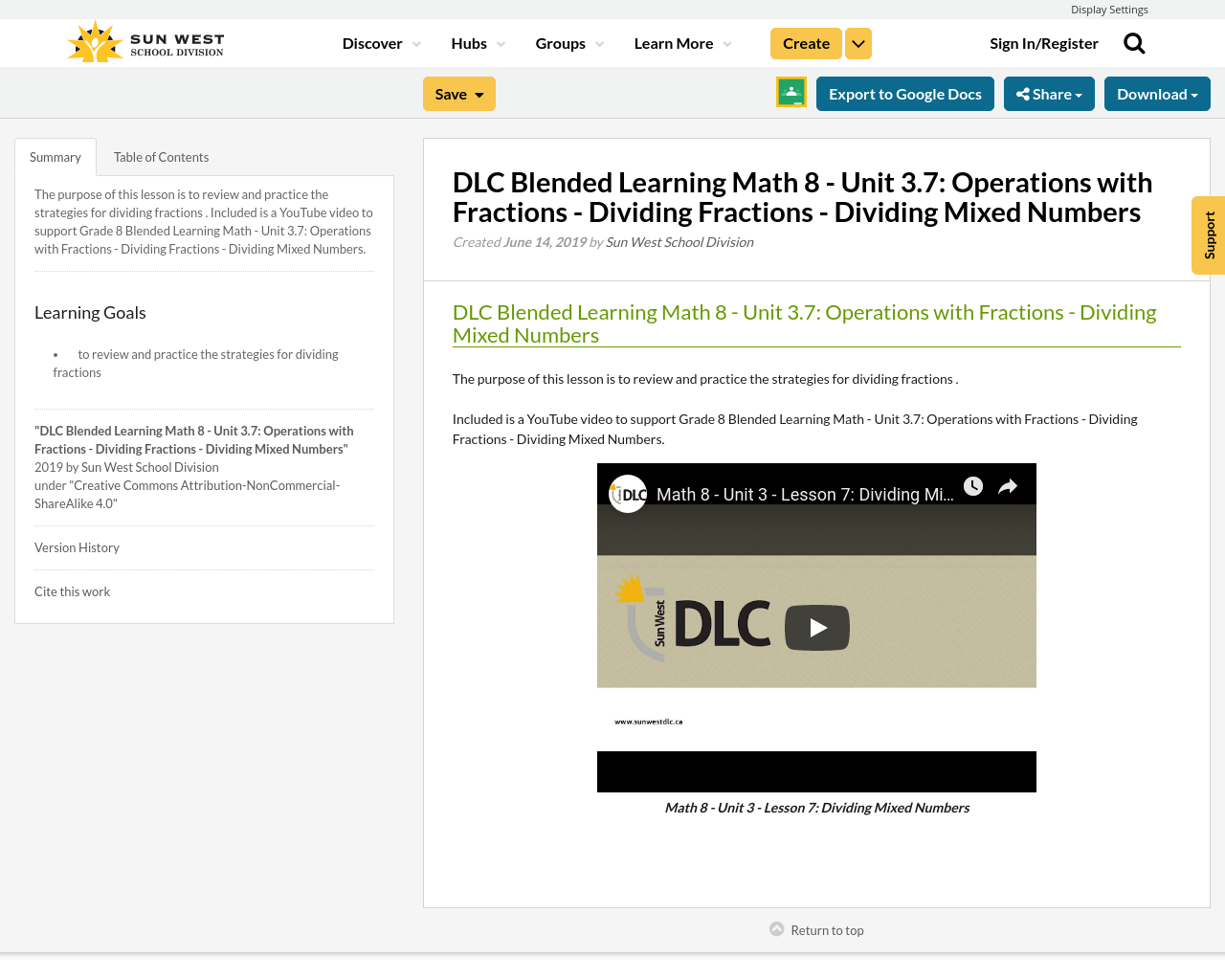 DLC Blended Learning Math 8 - Unit 3.7: Operations with Fractions ...