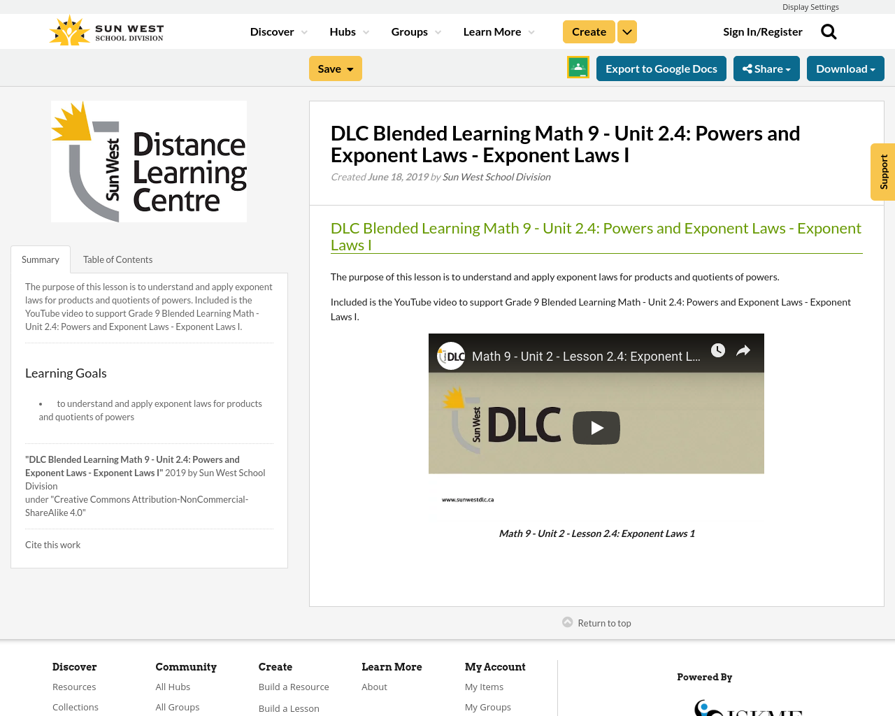 DLC Blended Learning Math 9 - Unit 2.4: Powers and Exponent Laws ...