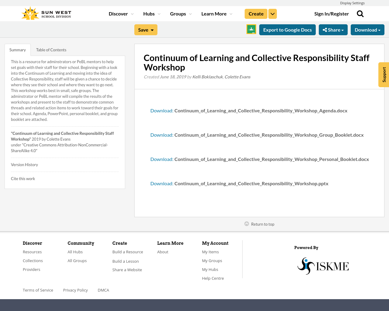 Continuum of Learning and Collective Responsibility Staff Workshop | Resource Bank