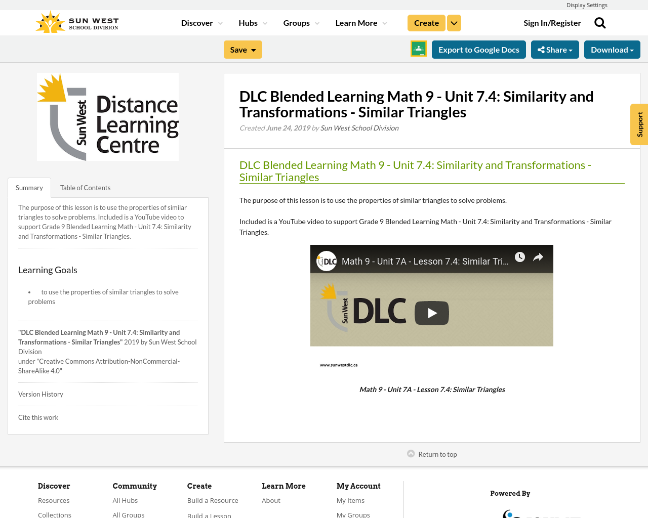 DLC Blended Learning Math 9 - Unit 7.4: Similarity and Transformations ...