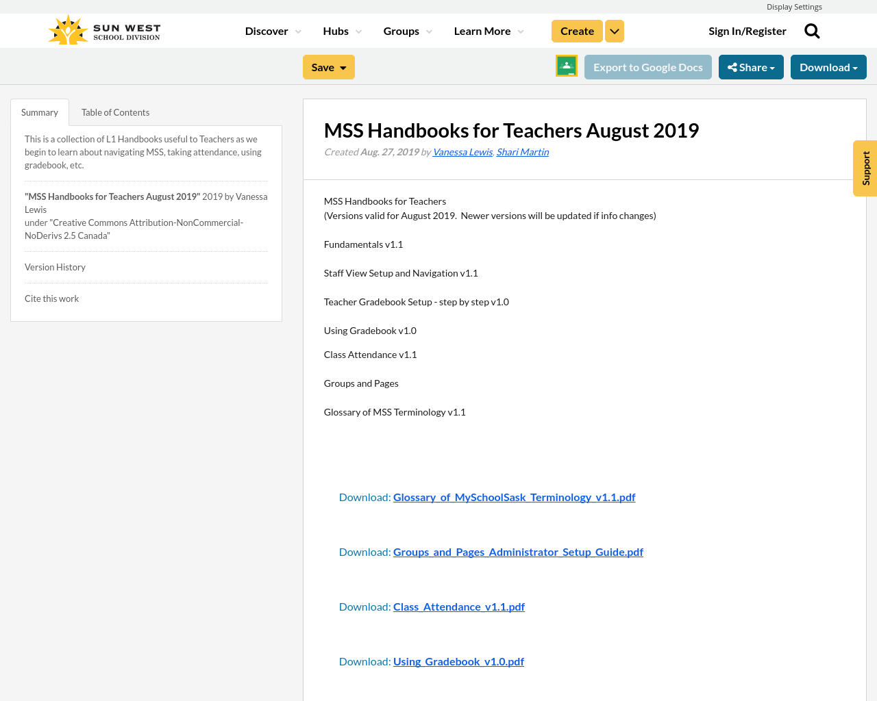 MSS Handbooks and Info for Teachers August 2022 | Resource Bank