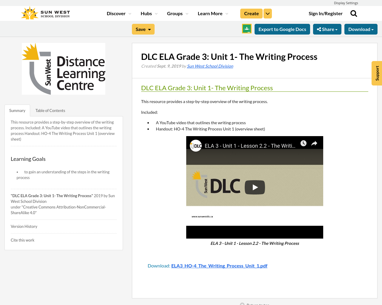 DLC ELA Grade 3: Unit 1- The Writing Process | Resource Bank