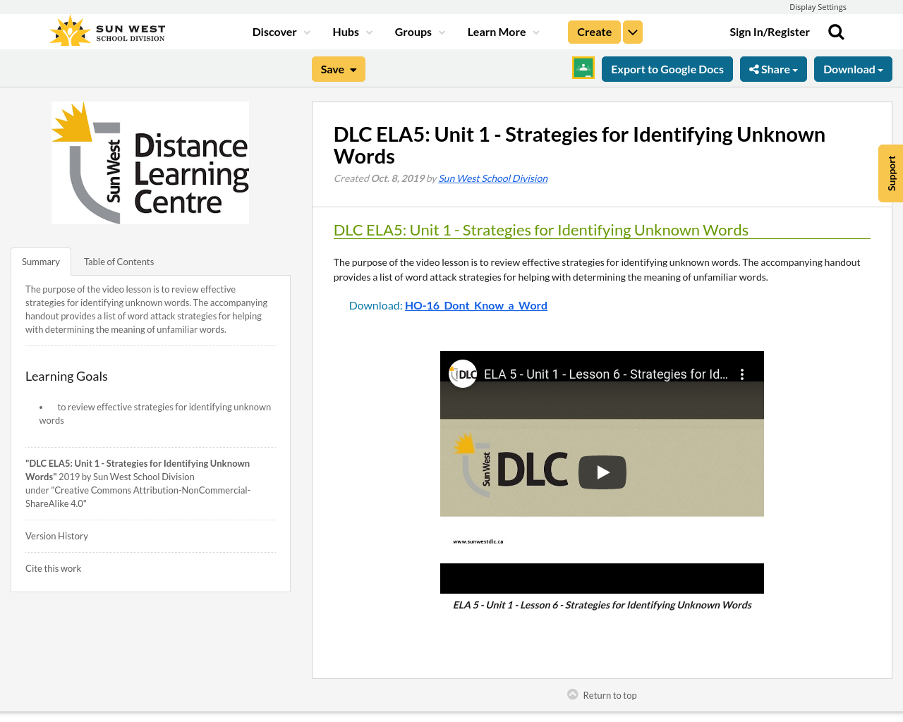 DLC ELA5: Unit 1 - Strategies for Identifying Unknown Words | Resource Bank