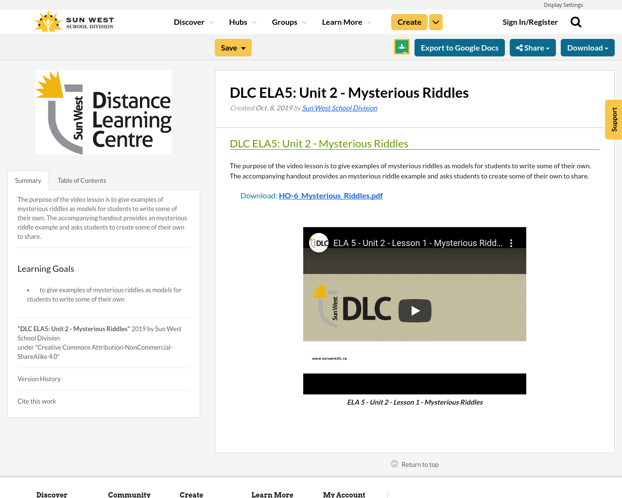 DLC ELA5: Unit 2 - Mysterious Riddles | Resource Bank