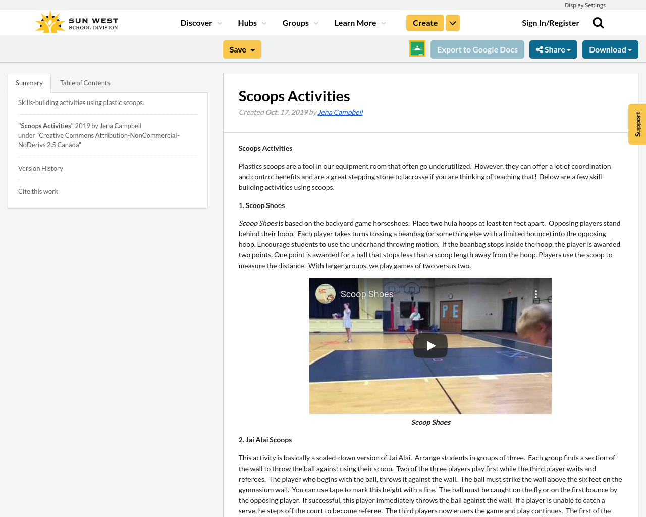 Scoops Activities | Resource Bank
