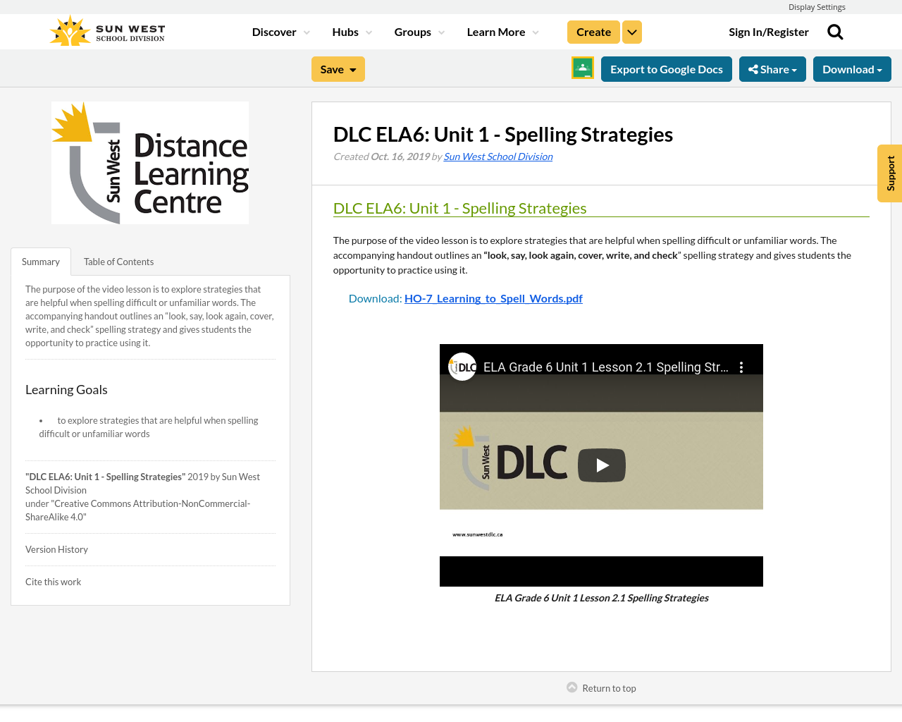 DLC ELA6: Unit 1 - Spelling Strategies | Resource Bank