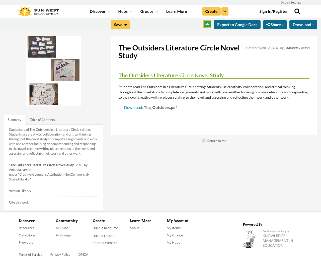 The Outsiders Literature Circle Novel Study | Resource Bank