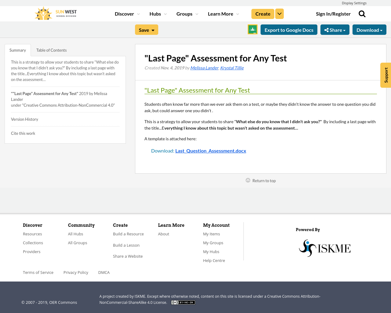 "Last Page" Assessment for Any Test | Resource Bank