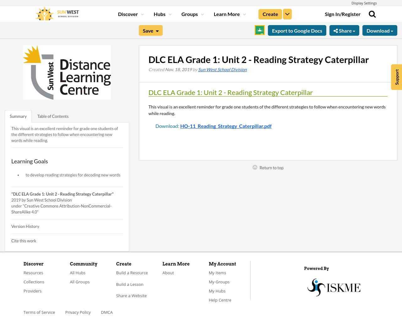 DLC ELA Grade 1: Unit 2 - Reading Strategy Caterpillar | Resource Bank