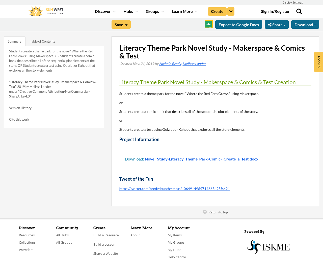 Literacy Theme Park Novel Study - Makerspace & Comics & Test | Resource ...