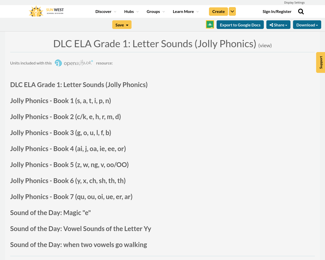 DLC ELA Grade 1: Letter Sounds (Jolly Phonics) | Resource Bank