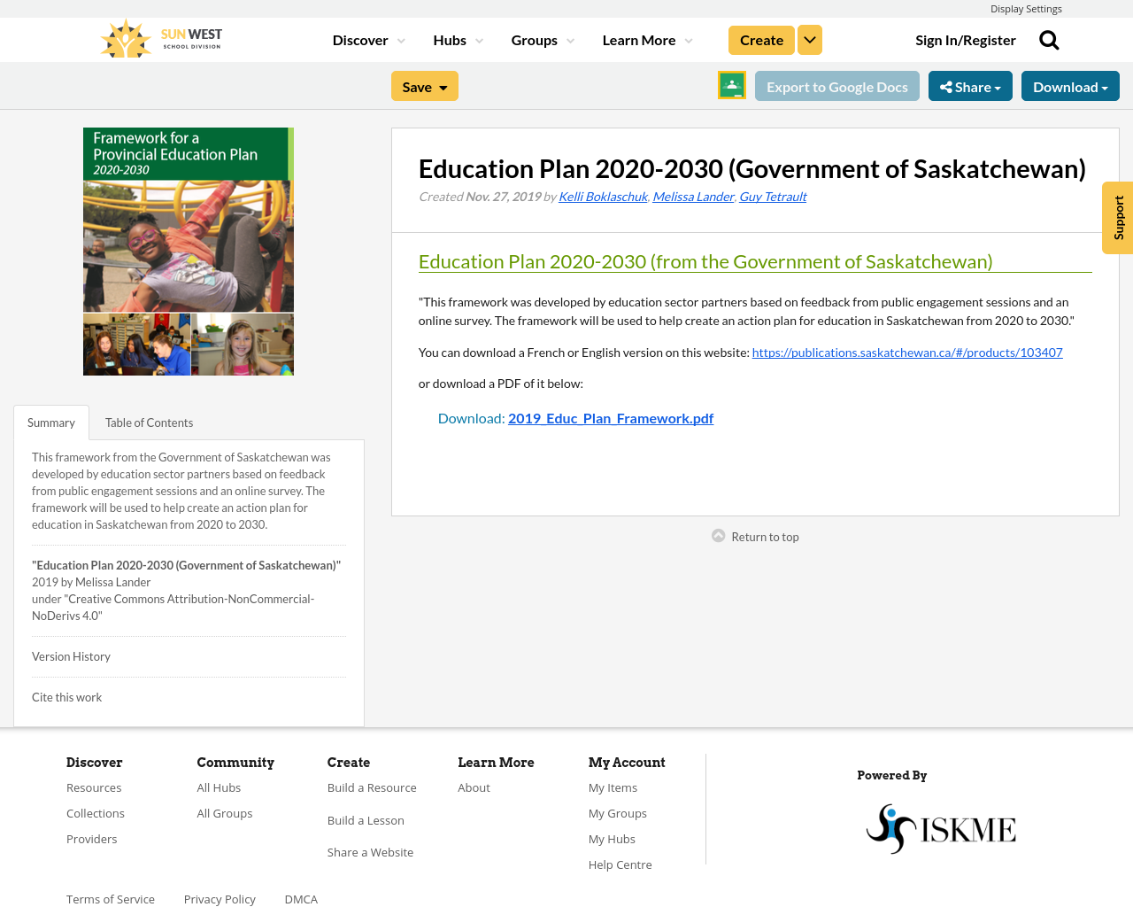 Education Plan 2020-2030 (Government of Saskatchewan) | Resource Bank