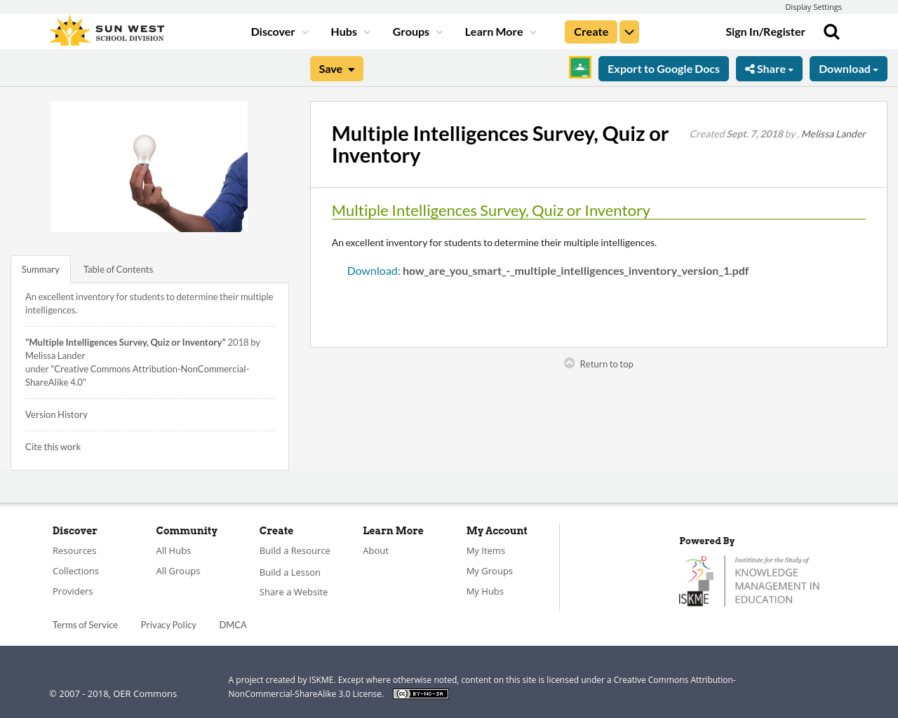 Multiple Intelligences Survey, Quiz or Inventory | Resource Bank