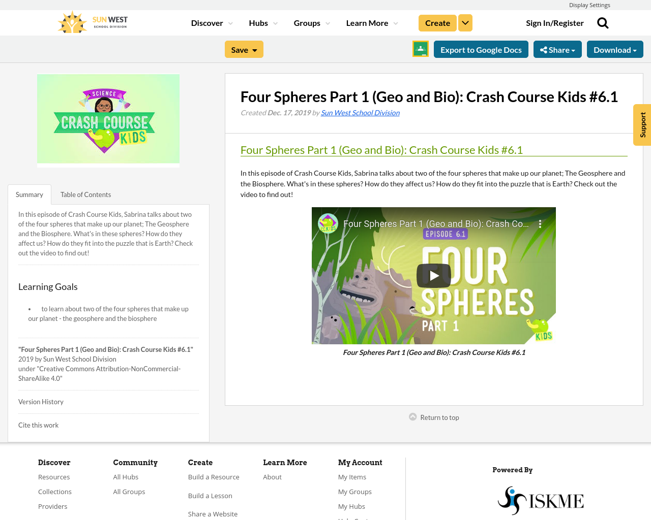 Four Spheres Part 1 (Geo and Bio): Crash Course Kids #6.1 | Resource Bank