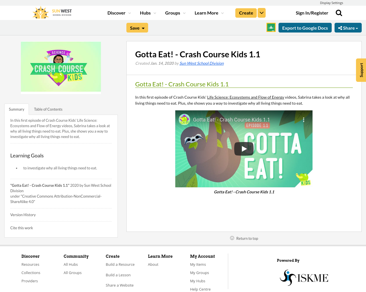 Gotta Eat! - Crash Course Kids 1.1 | Resource Bank