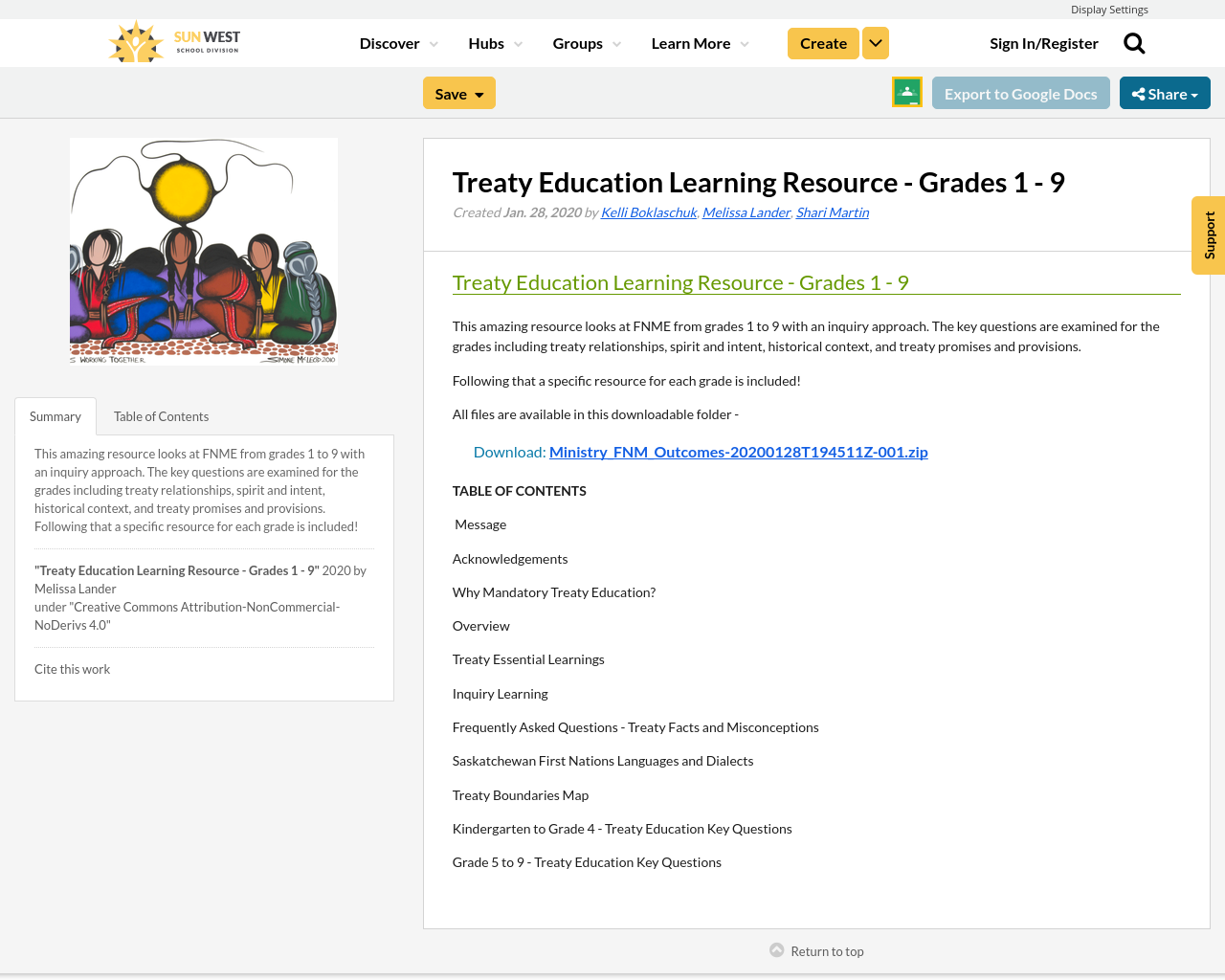 Treaty Education Learning Resource - Grades 1 - 9 | Resource Bank