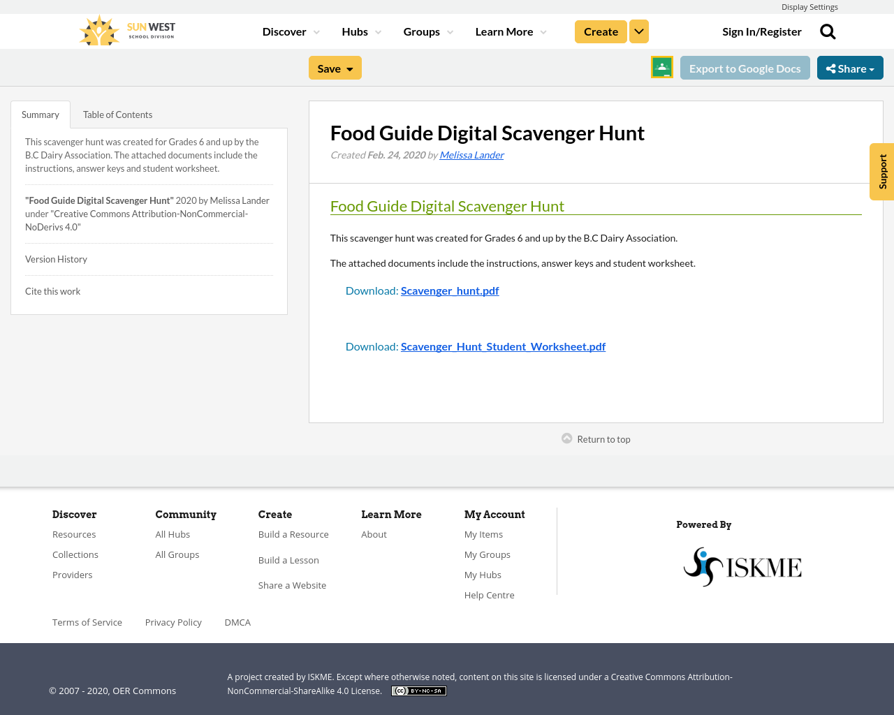Food Guide Digital Scavenger Hunt | Resource Bank