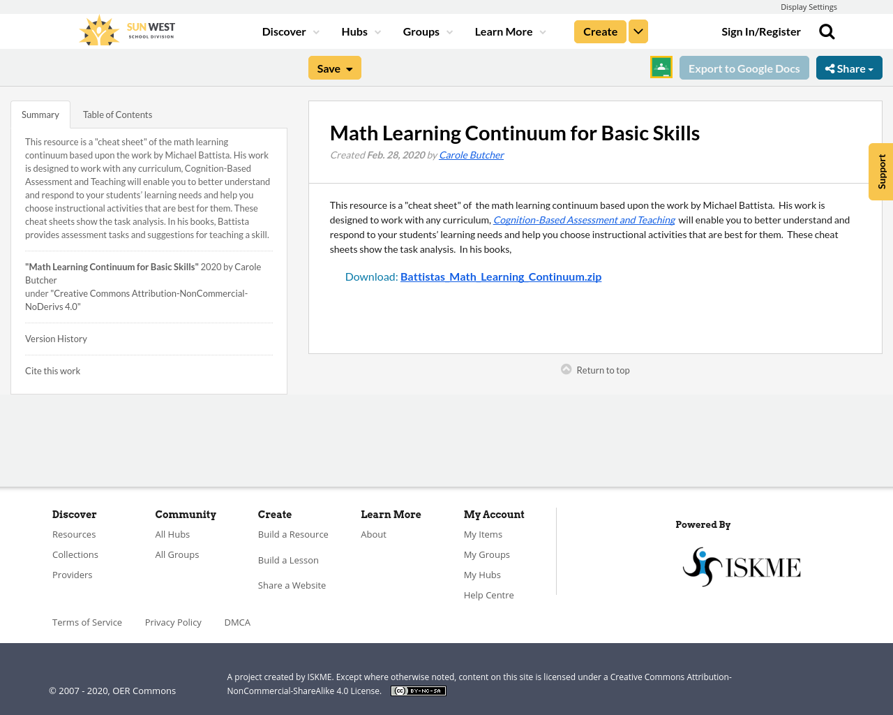 Math Learning Continuum for Basic Skills | Resource Bank